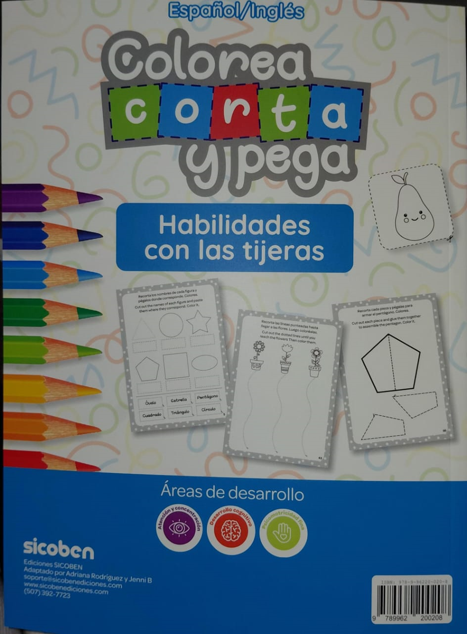 Colorea corta y pega - Español/Inglés - Smart Panama Books