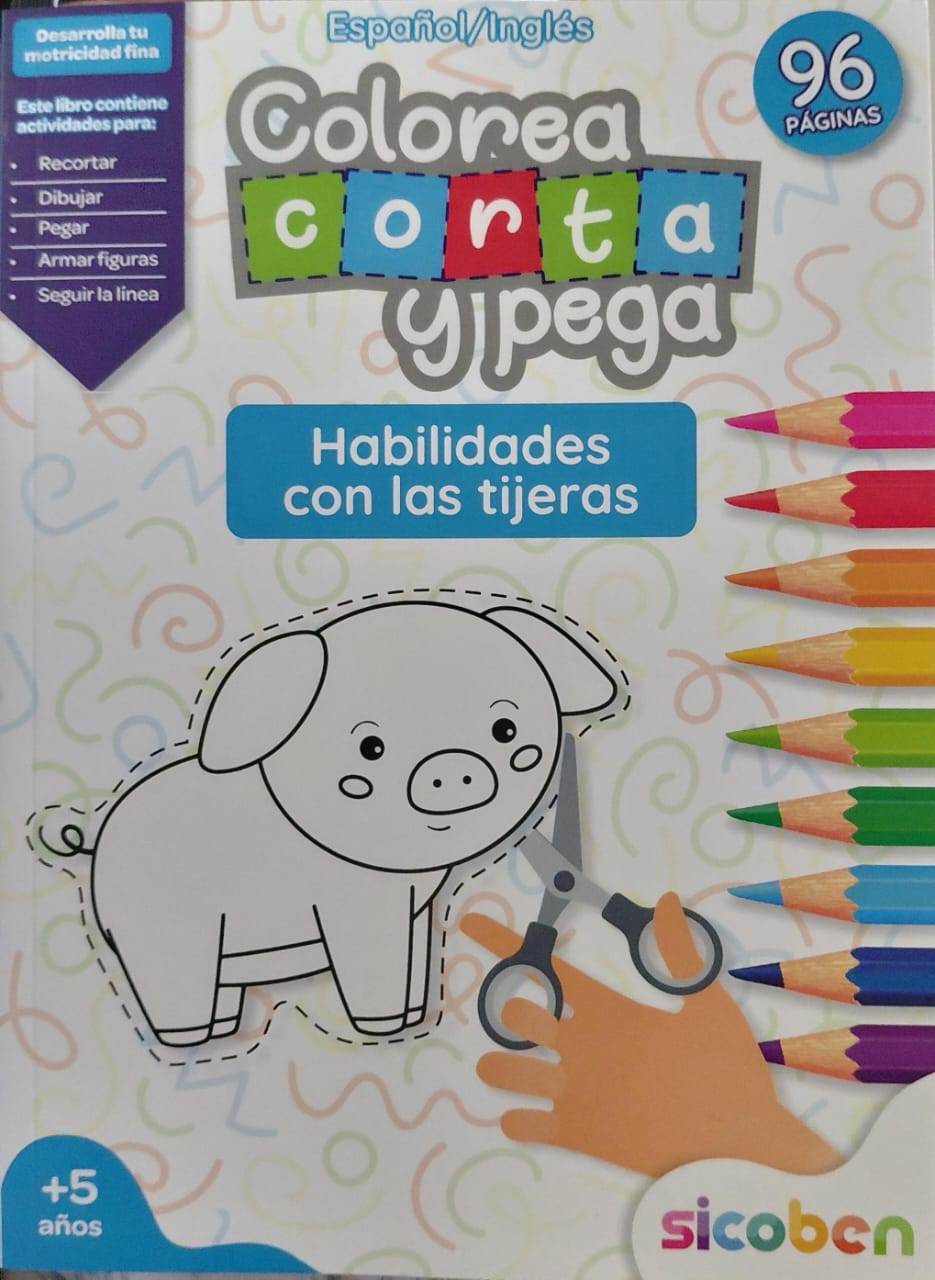 Colorea corta y pega - Español/Inglés - Smart Panama Books